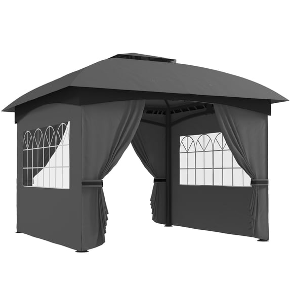 Miekor Furniture 11' x 11' Outdoor Patio Gazebo with Curtains, Church ...