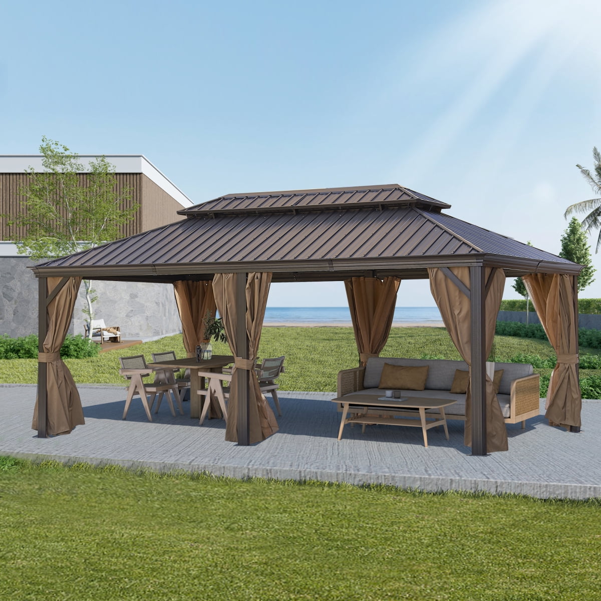 Miekor Furniture 12*20Ft Patic Gazebo,Alu Gazebo With Steel Canopy ...