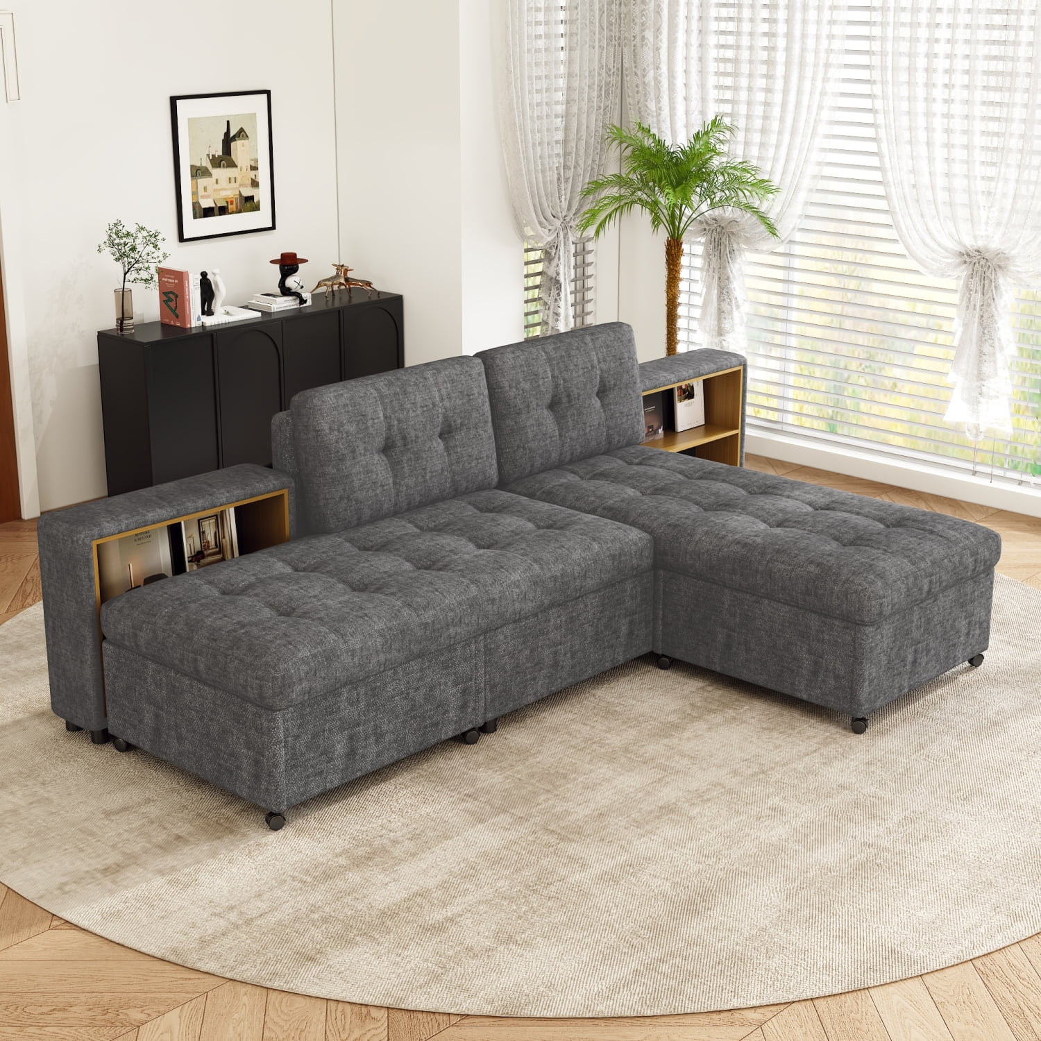 Miekor Furniture 121.2" Versatile Sofa Bed Modular Sofa Free-combined ...