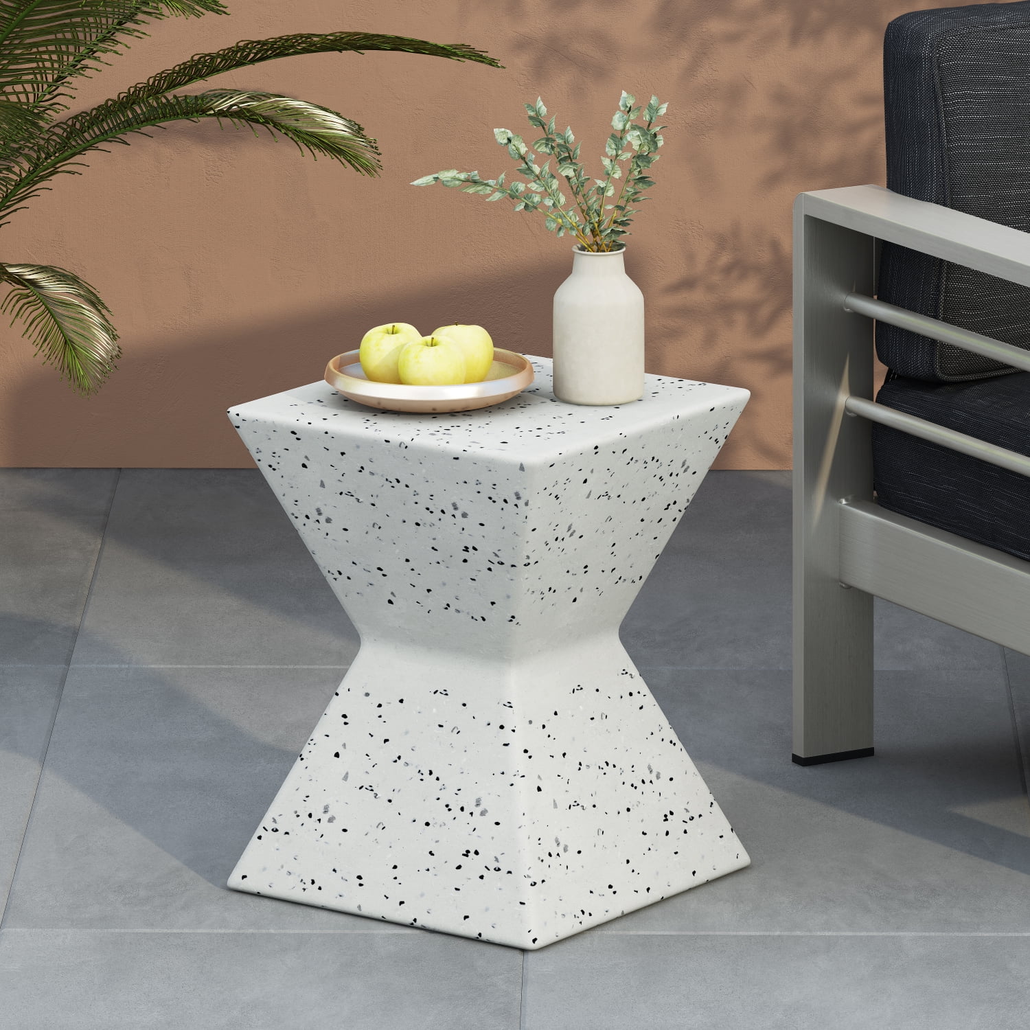 Miekor Furniture 14.75" White Terrazzo Finish Prismatic Symmetry ...