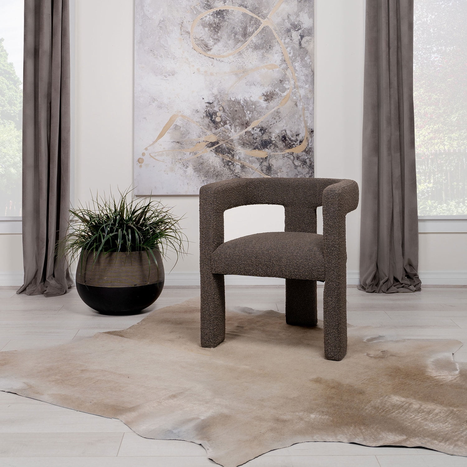 Miekor Furniture 1pc Contemporary Boucle Upholstered Accent Side Chair ...