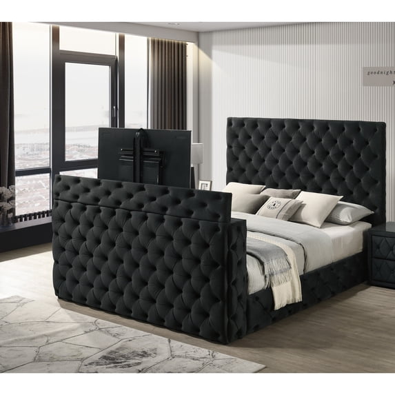 Miekor Furniture 1pc Luxurious Queen Size Bed Deeply Tufted Headboard ...