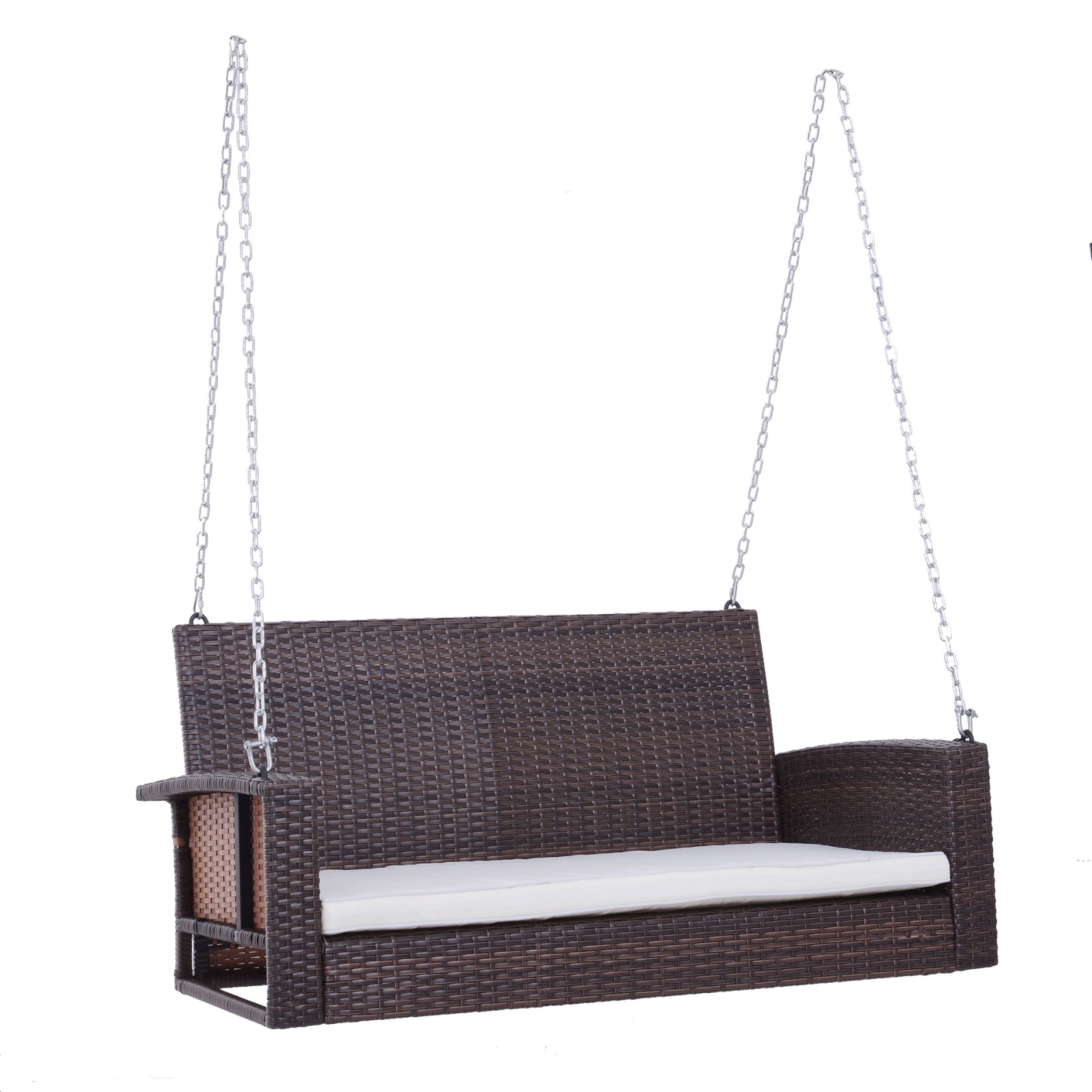 Miekor Furniture 2 Person Wicker Hanging Swing Bench, Front Porch Swing ...
