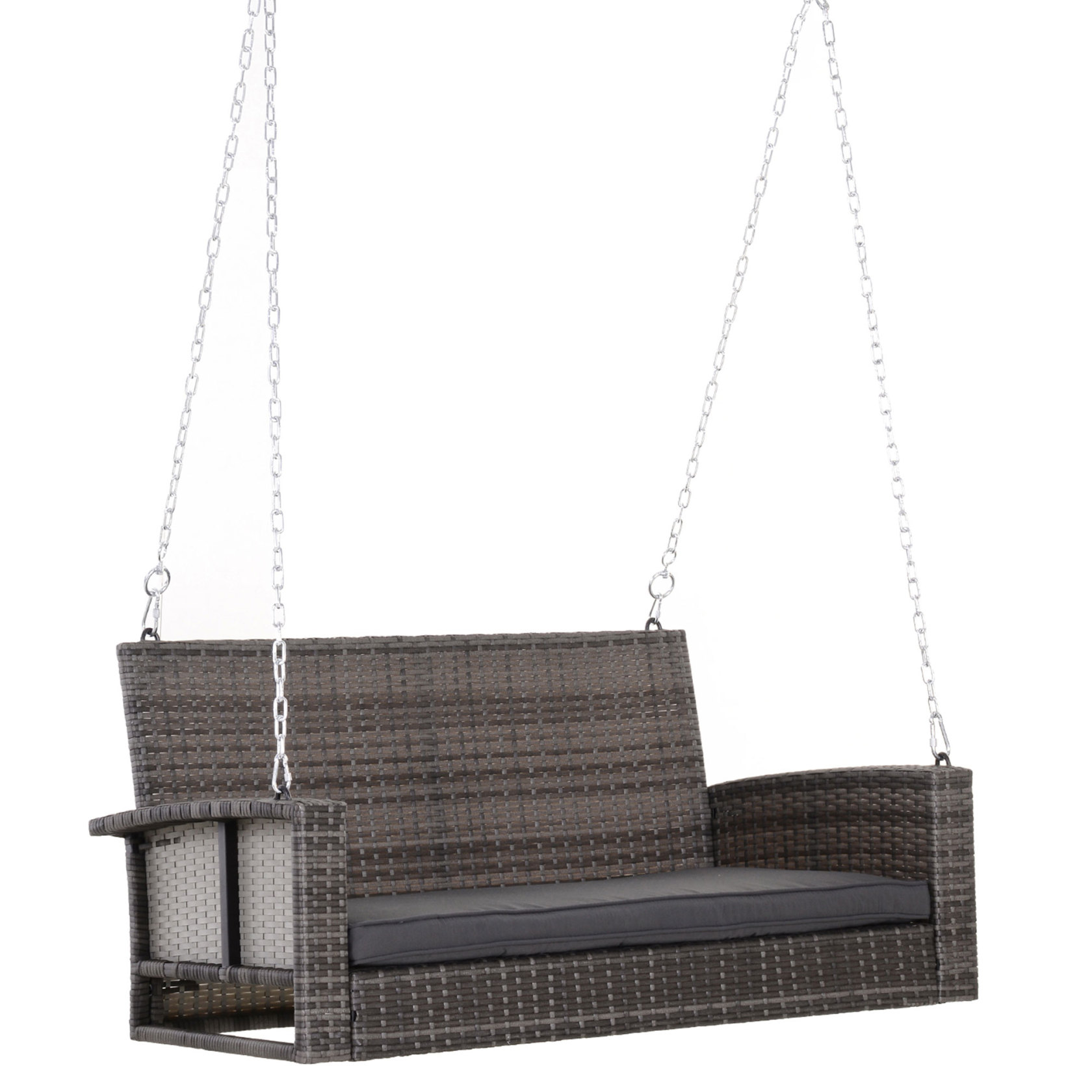 Miekor Furniture 2 Person Wicker Hanging Swing Bench, Front Porch Swing ...