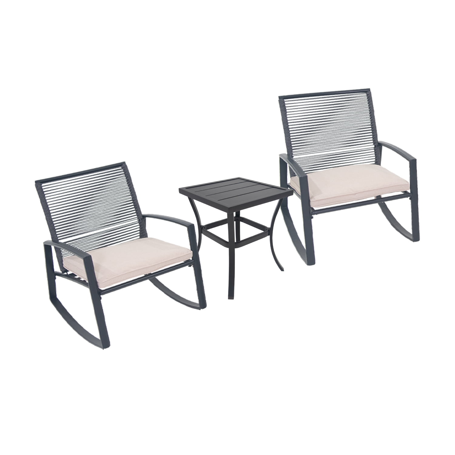 Miekor Furniture 2-person Outdoor Patio Bistro Metal Rocking ...