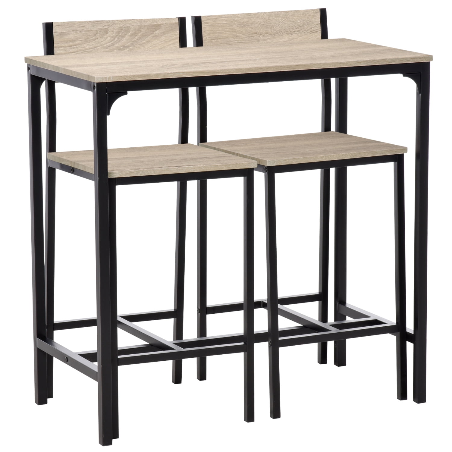 Miekor Furniture 3 Piece Bar Table and Chairs, Industrial Dining Table ...