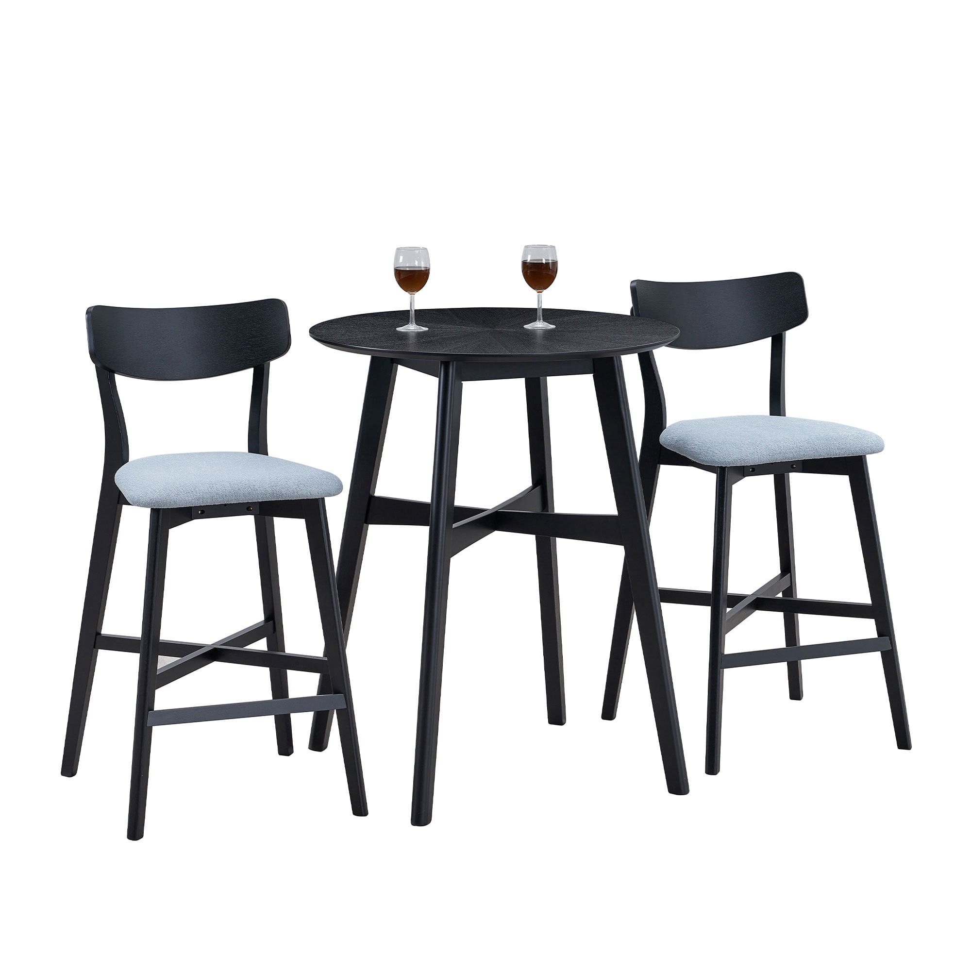 Miekor Furniture 3 Pieces Bar Table Set, Modern Round Counter Height ...