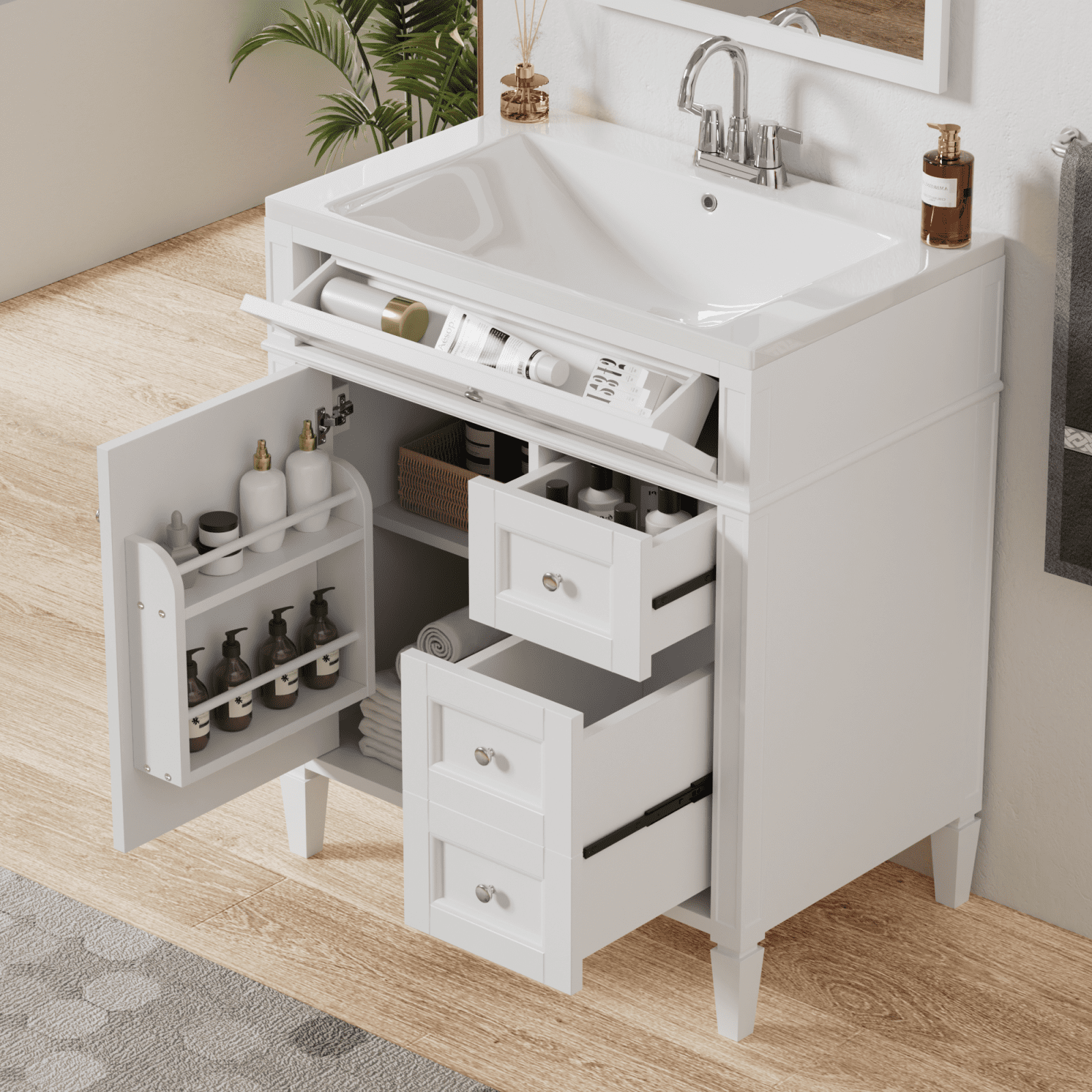 Miekor Furniture 30'' Bathroom Vanity with Top Sink, Modern Bathroom ...