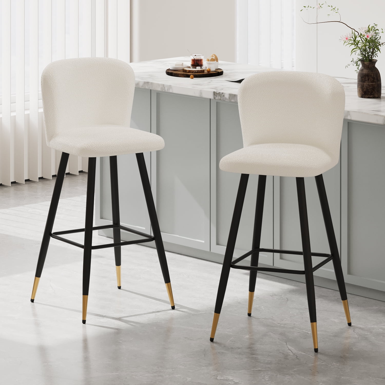 Miekor Furniture 30" Modern Style Barstool,With White Seats, Black ...