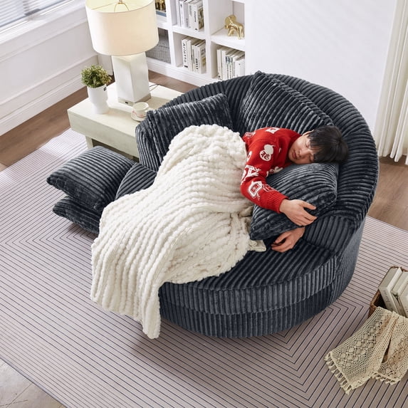 Miekor Furniture 360° Swivel Sofa Chair, Modern Corduroy Leisure Sofa ...