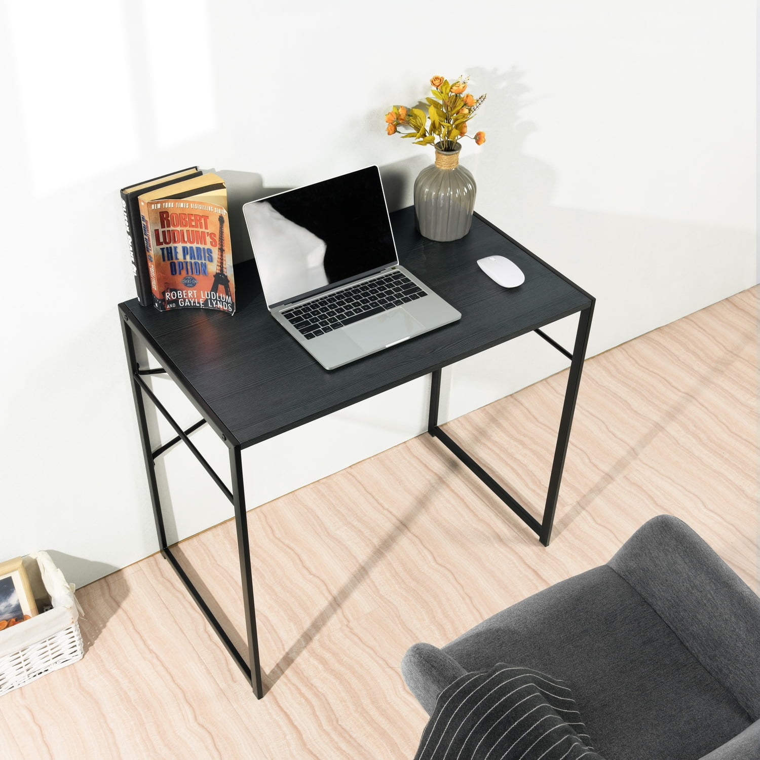 Miekor Furniture 39.4" inch Computer Desk Modern Writing Desk, Simple ...