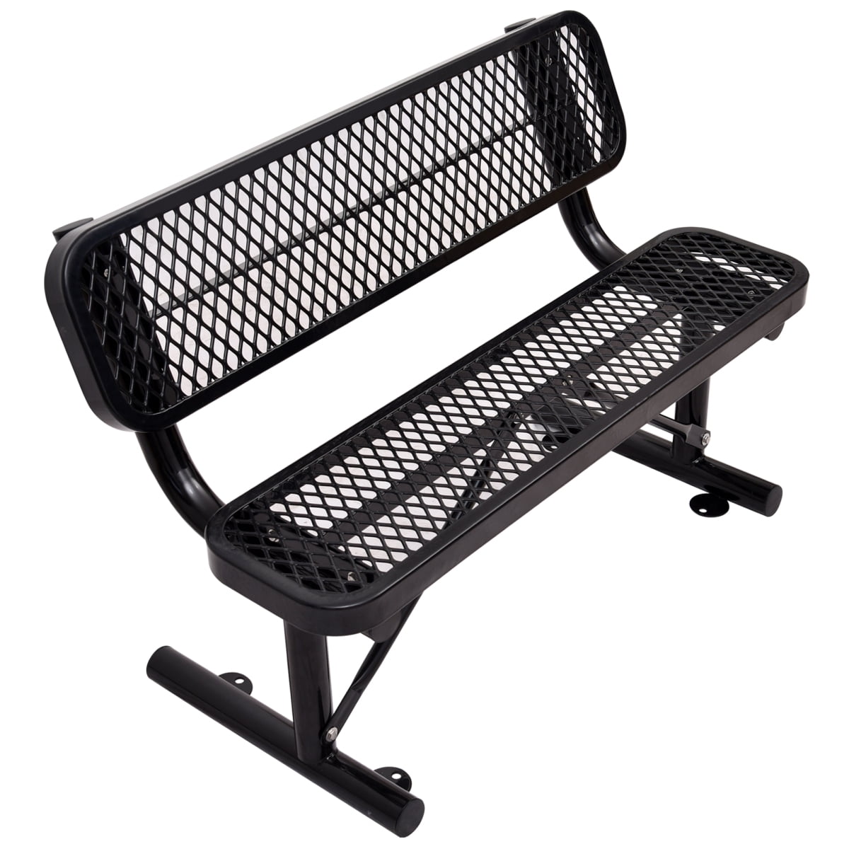 Miekor Furniture 4 ft. Outdoor Steel Bench with Backrest BLACK 0008 - Walmart.com