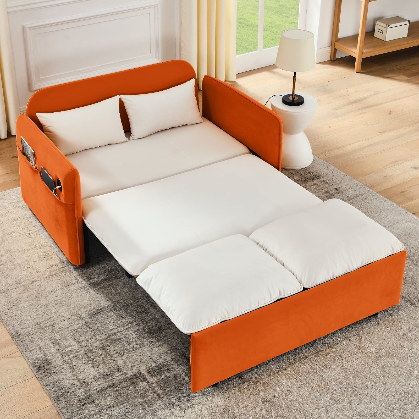 Miekor Furniture 53" Modern Convertible Sofa Bed w/2 Removable Armrests ...