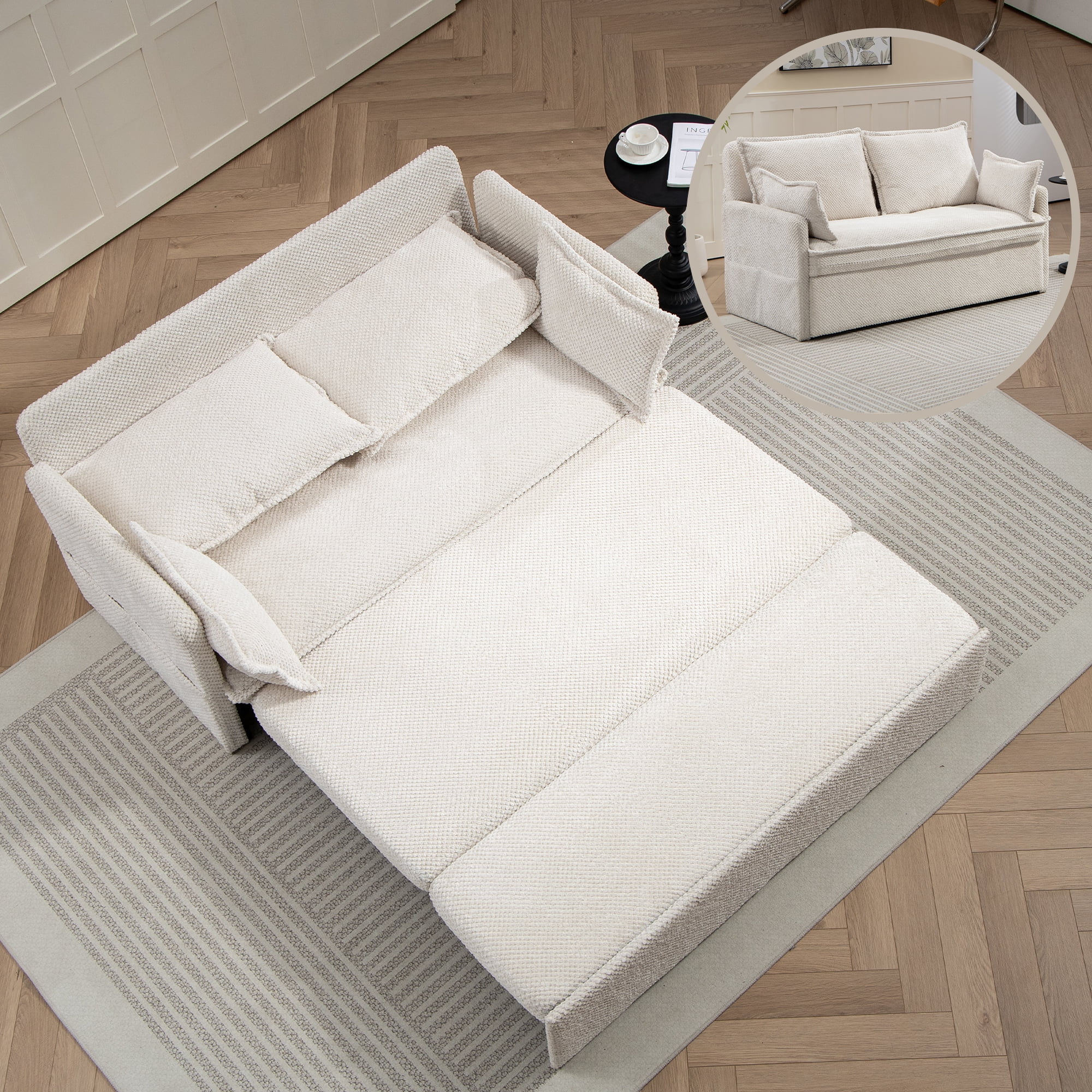 Miekor Furniture 59.5inch Out Sofa Bed,corduroy Convertible Sleeper ...