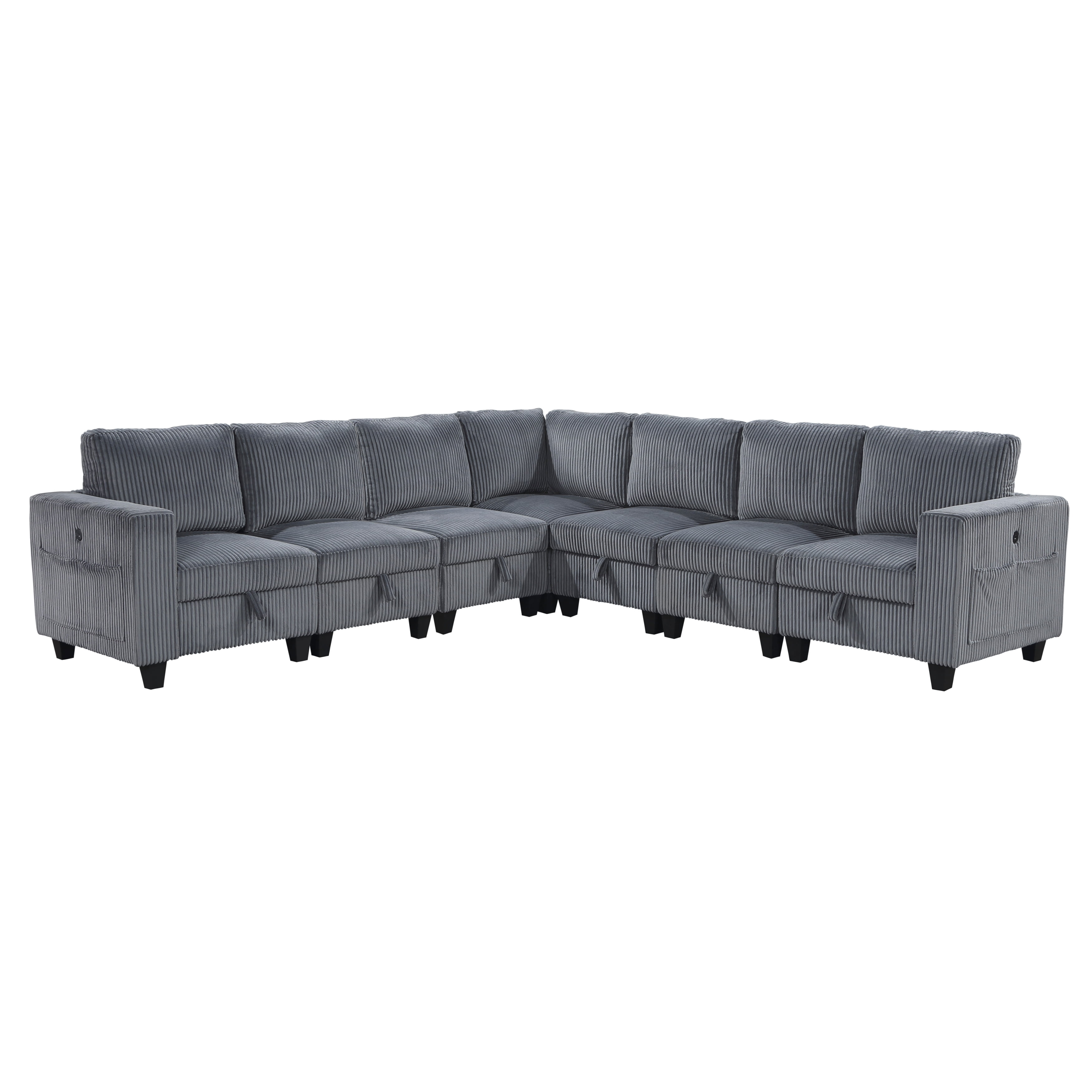 Miekor Furniture 7-Piece Modular Sectional with Storage Seats, Side ...