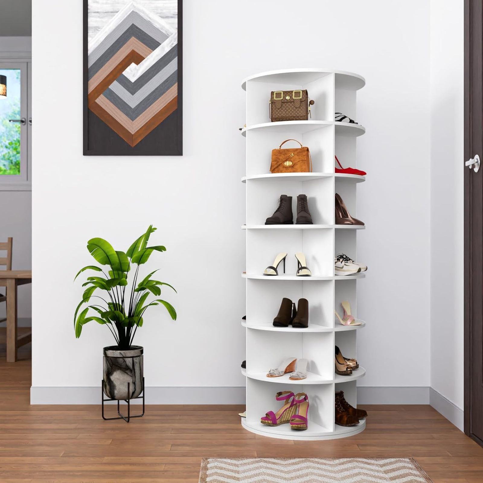 Miekor Furniture 7 Tier Rotating Shoe Rack Tower, Spinning Shoe Display ...