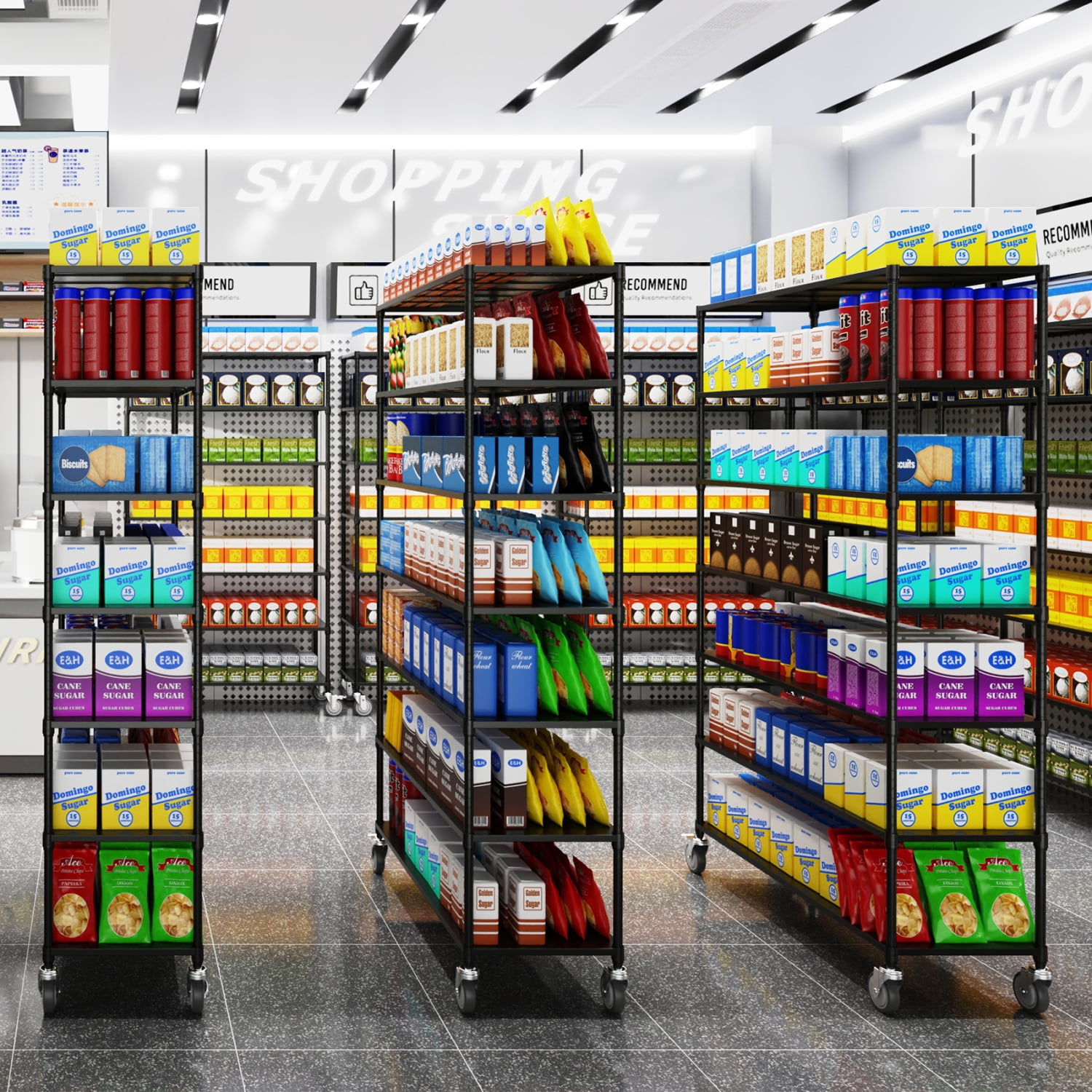 Miekor Furniture 7 Tier Standing Shelf Units, 2800 LBS NSF Height ...