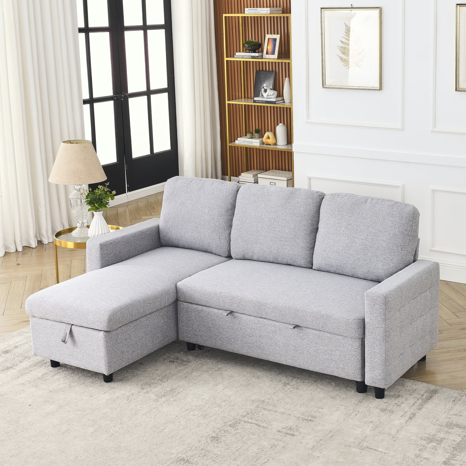 Miekor Furniture 78.8" Reversible Sleeper Combo Sofa with Pullout Bed ...