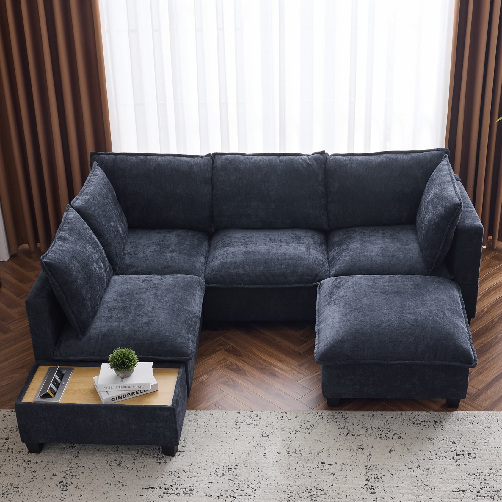 Miekor Furniture 90" U-shaped Sectional Sofa Modular Sofa Couch with a ...