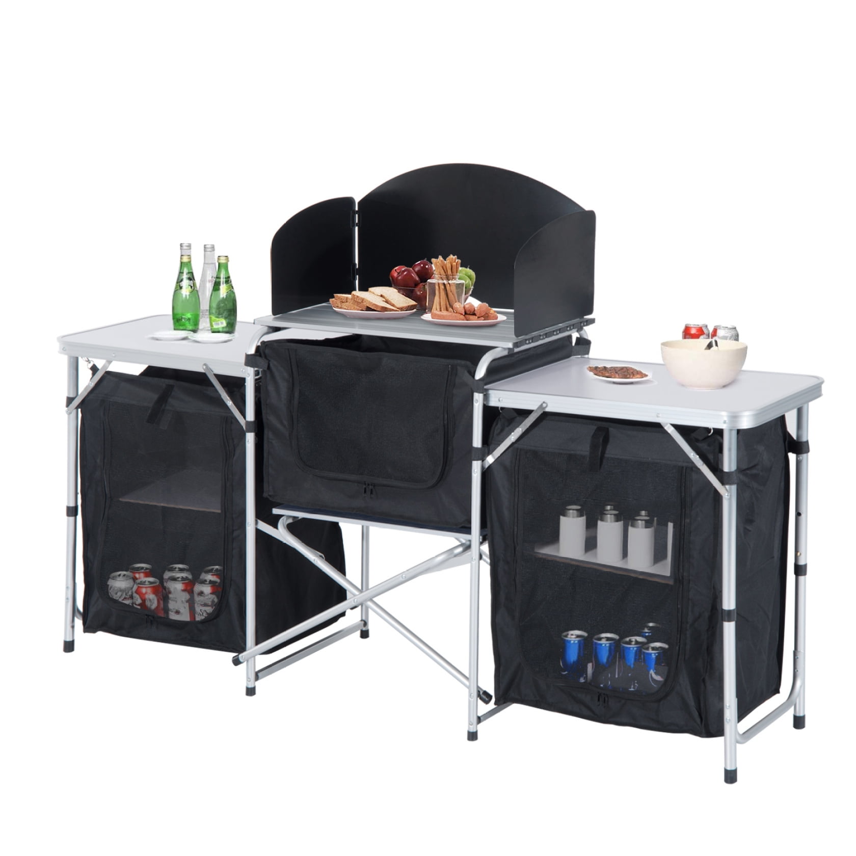 Miekor Furniture Aluminum Portable Camping Kitchen Fold-Up Cooking ...