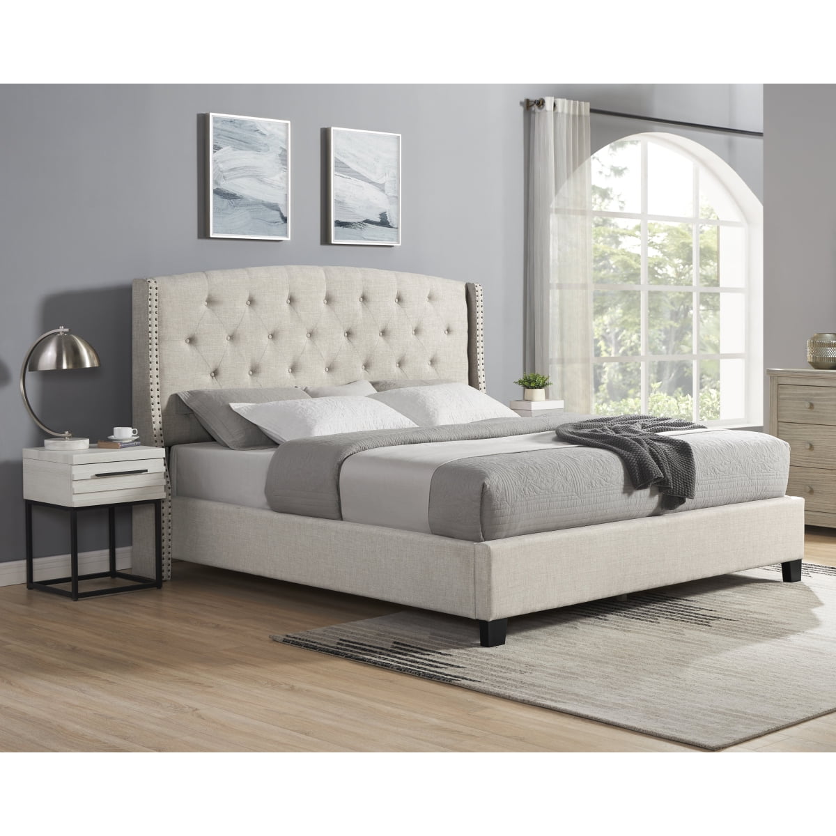Miekor Furniture Astral 3-Piece Upholstered Bedroom Set, Tufted ...