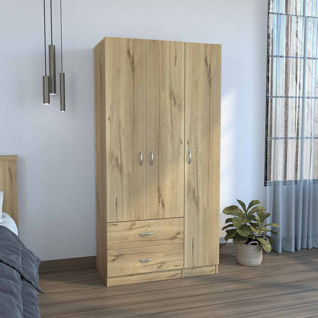 Miekor Furniture Austral 3 Door Armoire With Drawers, Shelves, And ...
