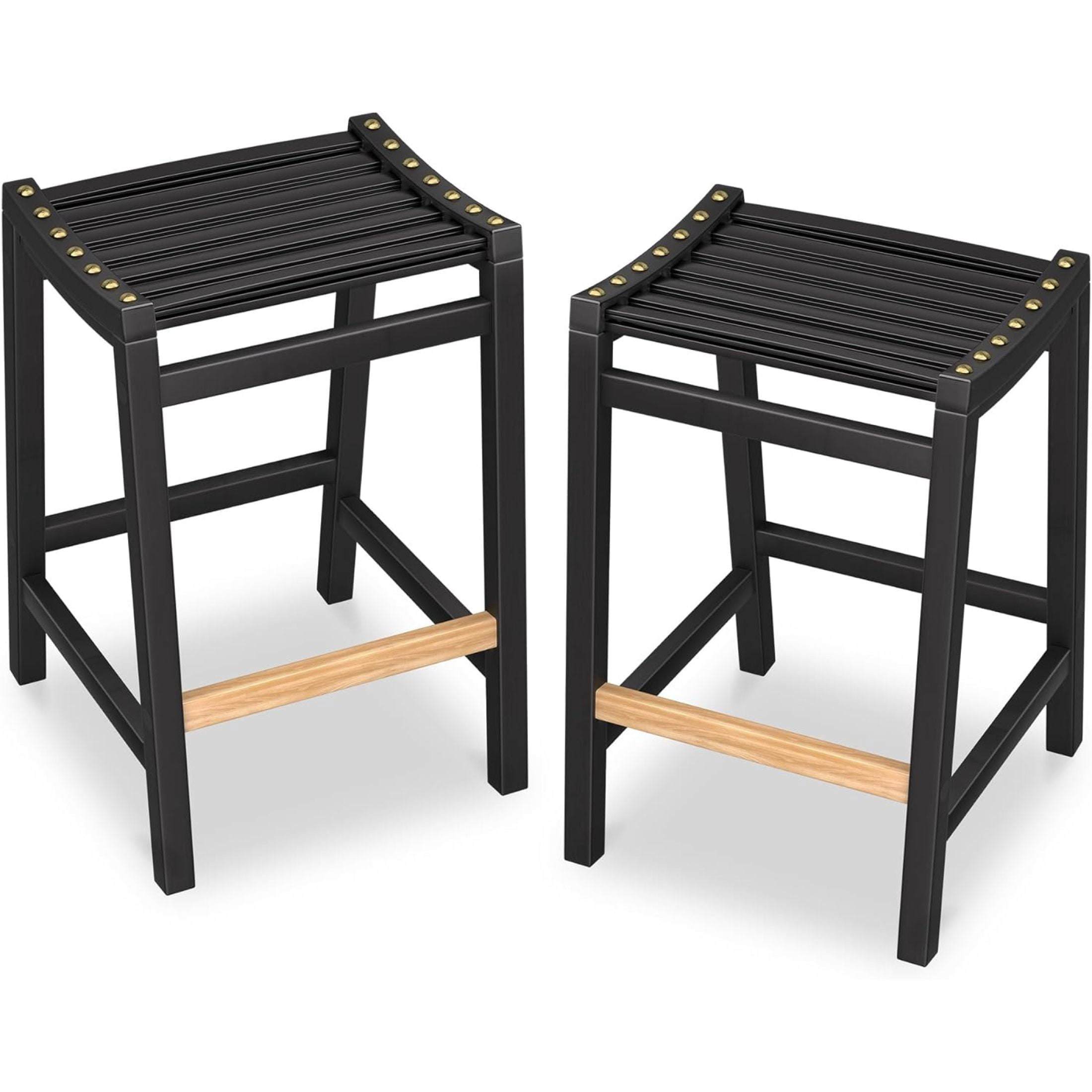 Miekor Furniture Bar Stools Set of 2, 24 Inch Bamboo Counter Height ...