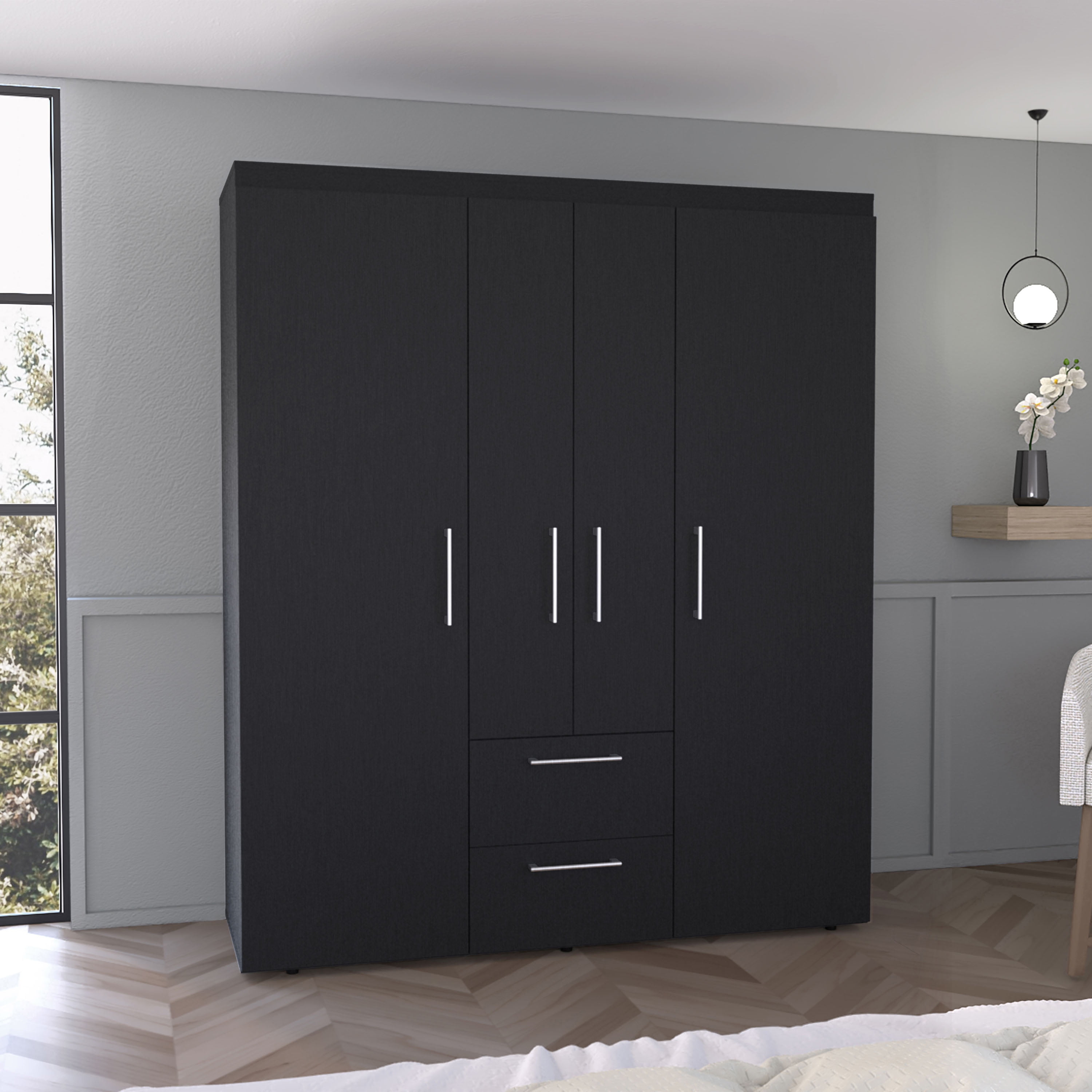 Miekor Furniture Bariloche Wardrobe, Multi-Section Storage With Hanging ...