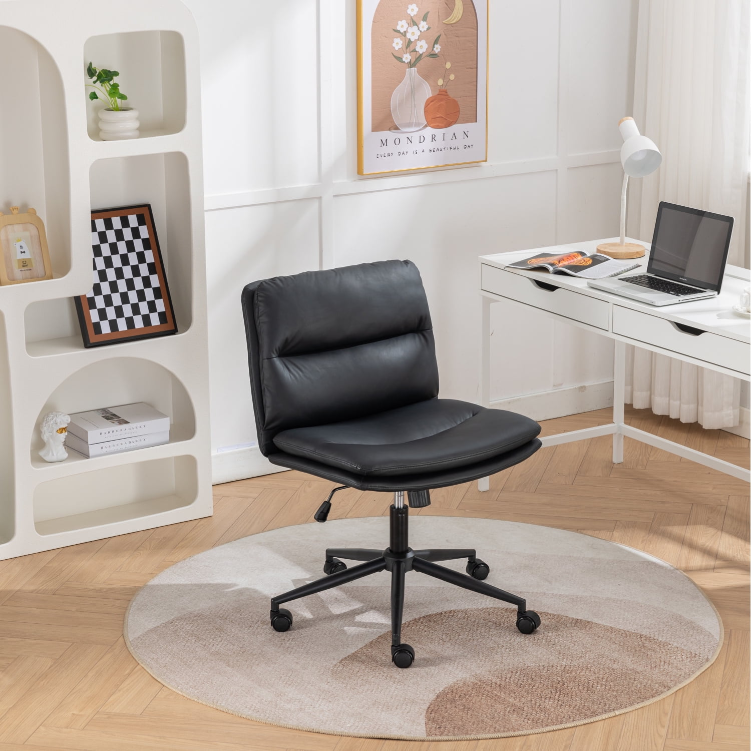 Miekor Furniture Bizerte Adjustable Swivel Criss-Cross Chair, Wide Seat/ Office Chair /Vanity ...
