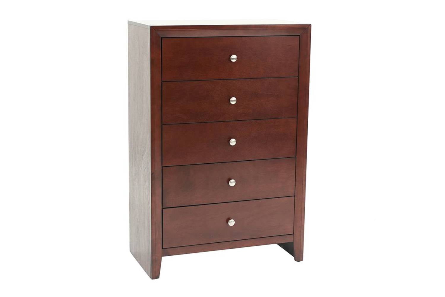 Miekor Furniture Brown Cherry 1pc Chest Nickel Round Knob Transitional ...