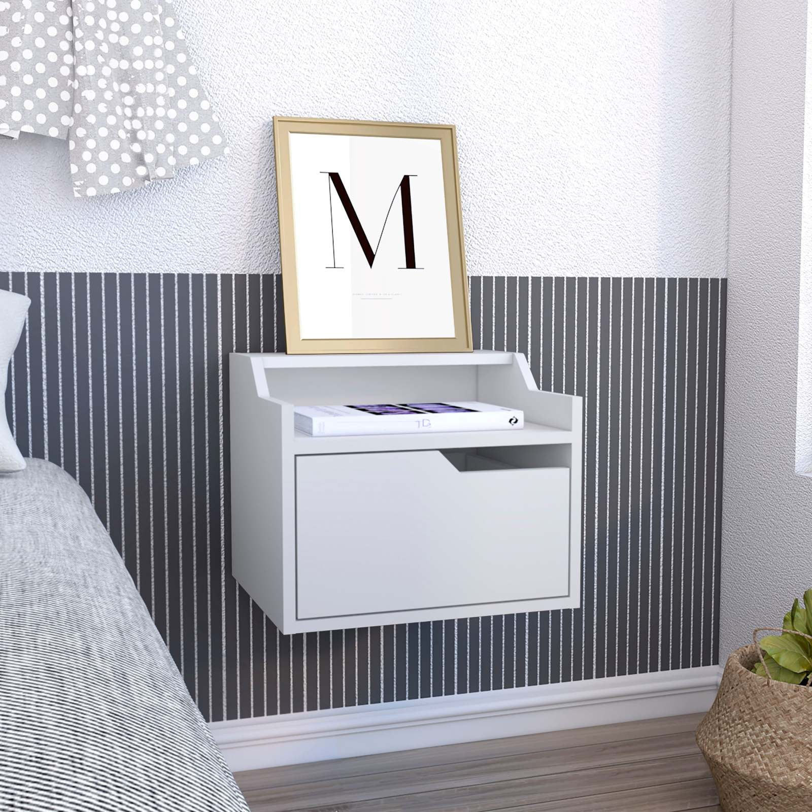 Miekor Furniture Busan Modern Floating Nightstand, End Table, Side ...