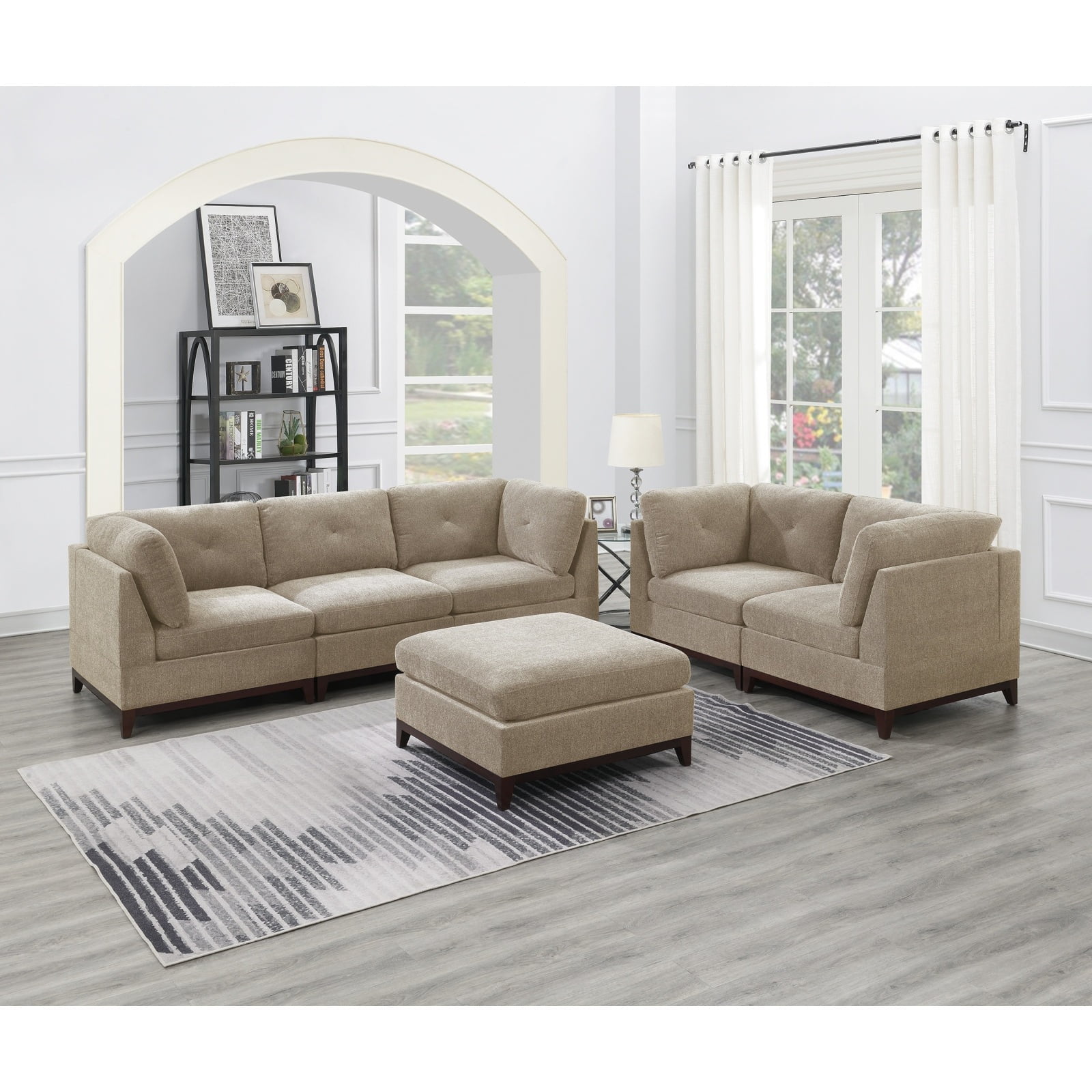 Miekor Furniture Camel Chenille Fabric Modular Sofa Set 6pc Set Living ...