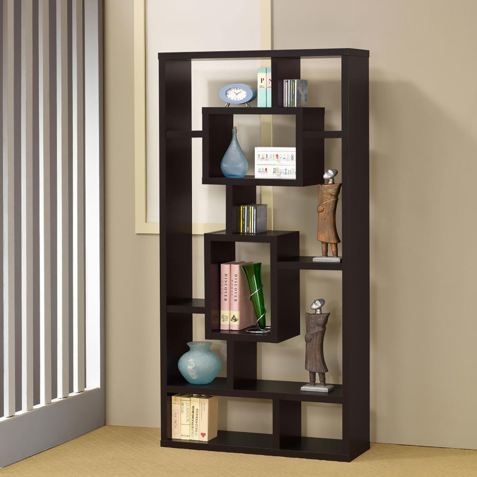 Miekor Furniture Cappuccino 10-Shelf Open Back Bookcase 75403 - Walmart.com