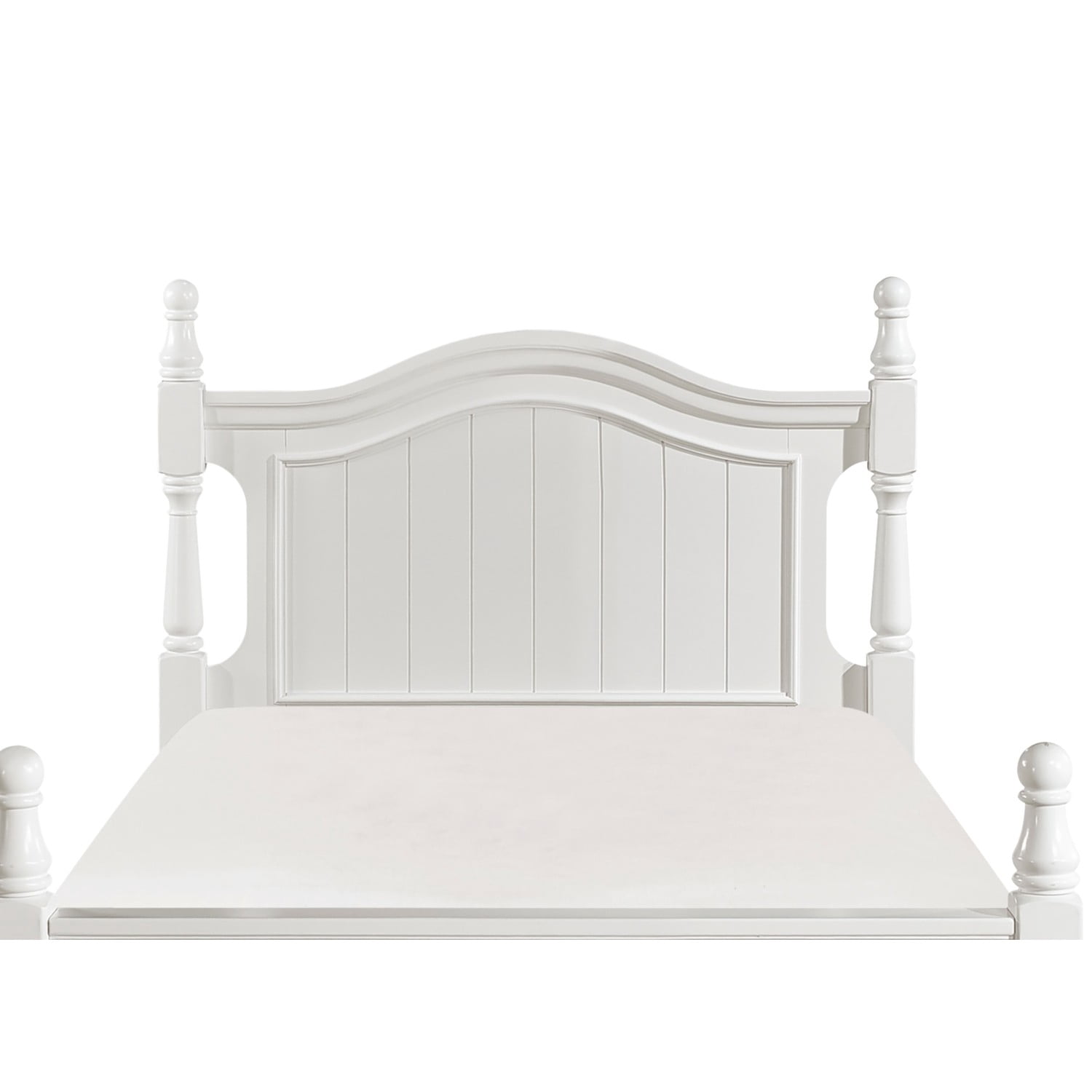 Miekor Furniture Classic White Finish 1pc Twin Size Poster Bed Wooden ...