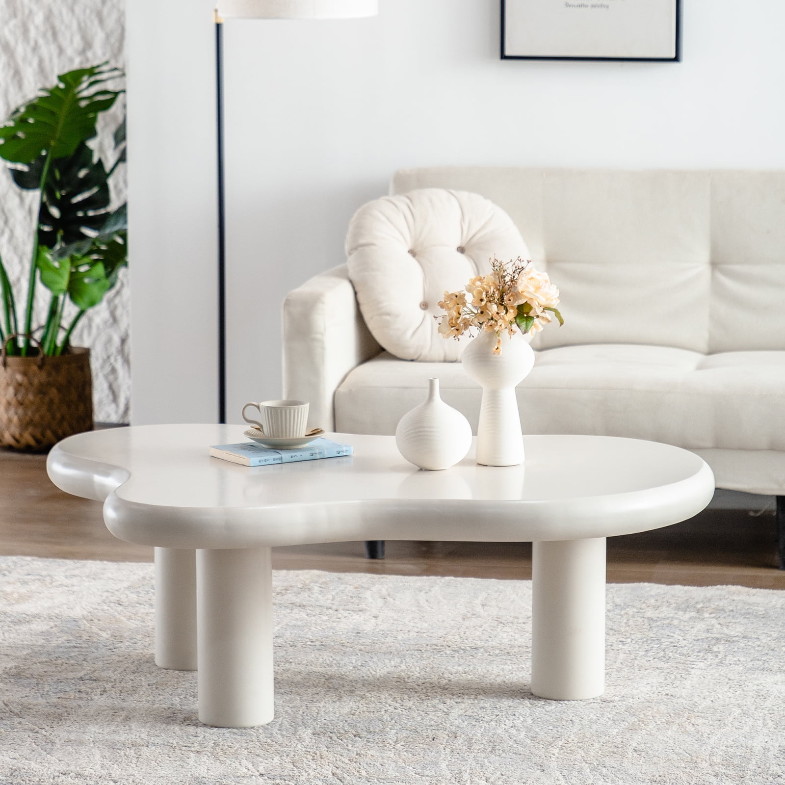 Miekor Furniture Cloud Coffee Table Modern Coffee Table Easy Assembly ...