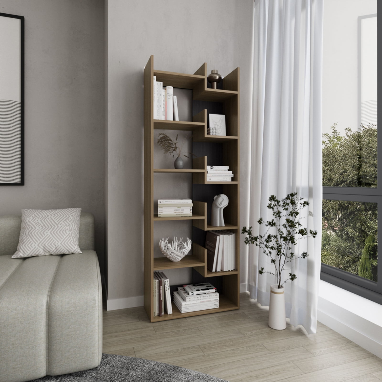 Miekor Furniture Clover 67" Tall Free standing 6-Tier Bookcase Storage ...