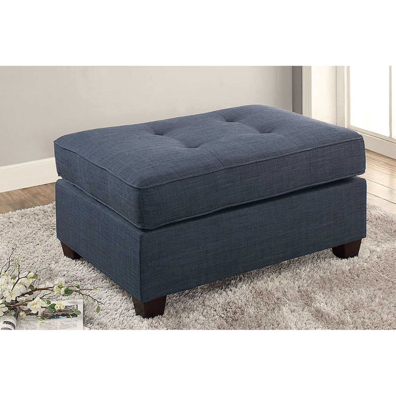 Miekor Furniture Cocktail Ottoman Dorris Fabric Dark Blue Color W ...