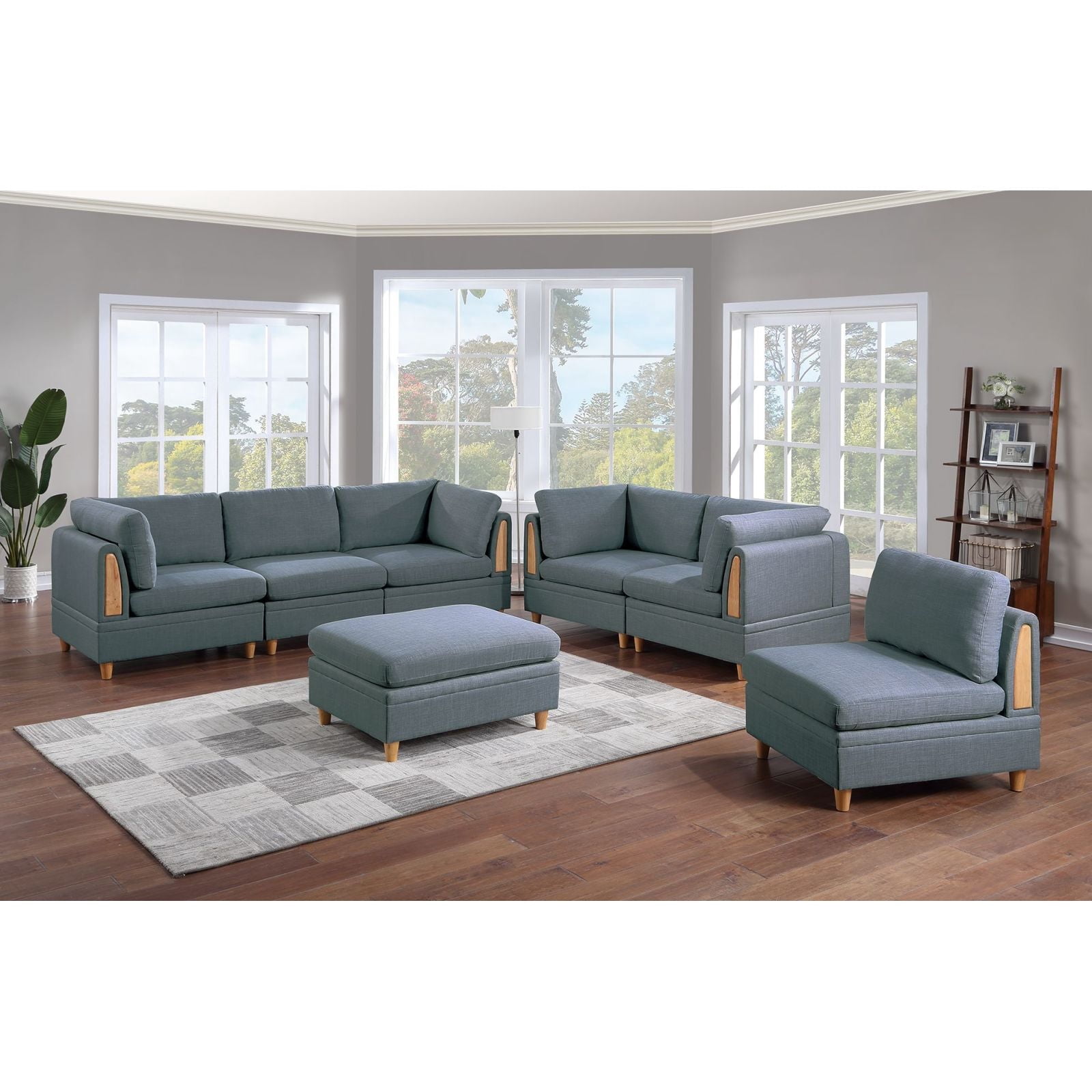 Miekor Furniture Contemporary Living Room Furniture 7pc Sectional Sofa ...
