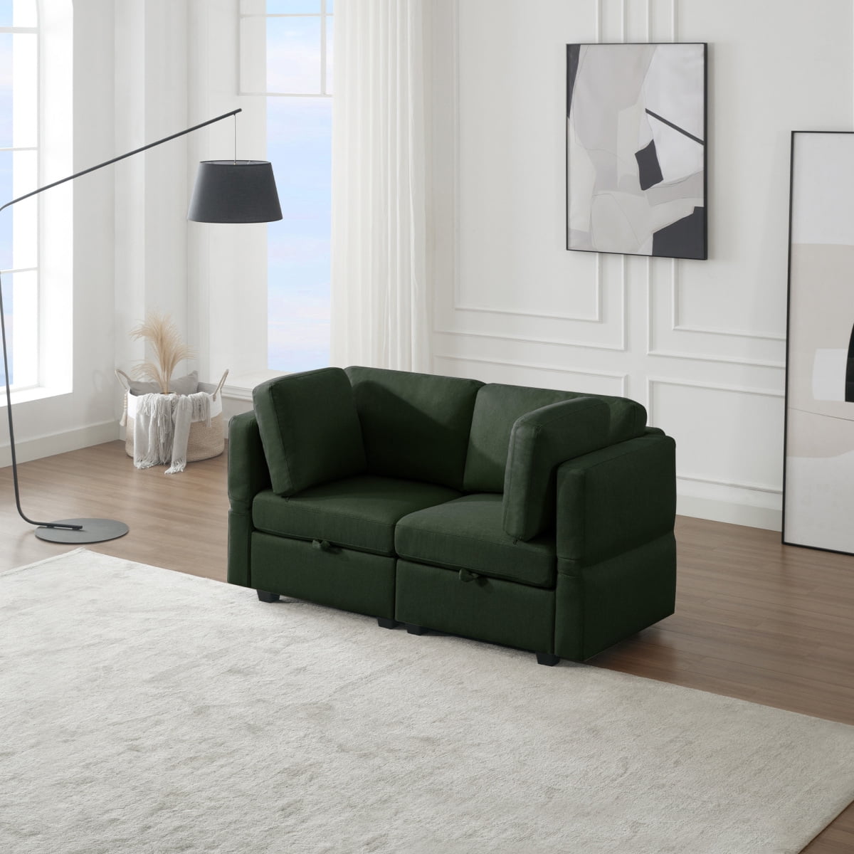 Miekor Furniture Contemporary Modern Chic Upholstered Fabric Sofa with ...