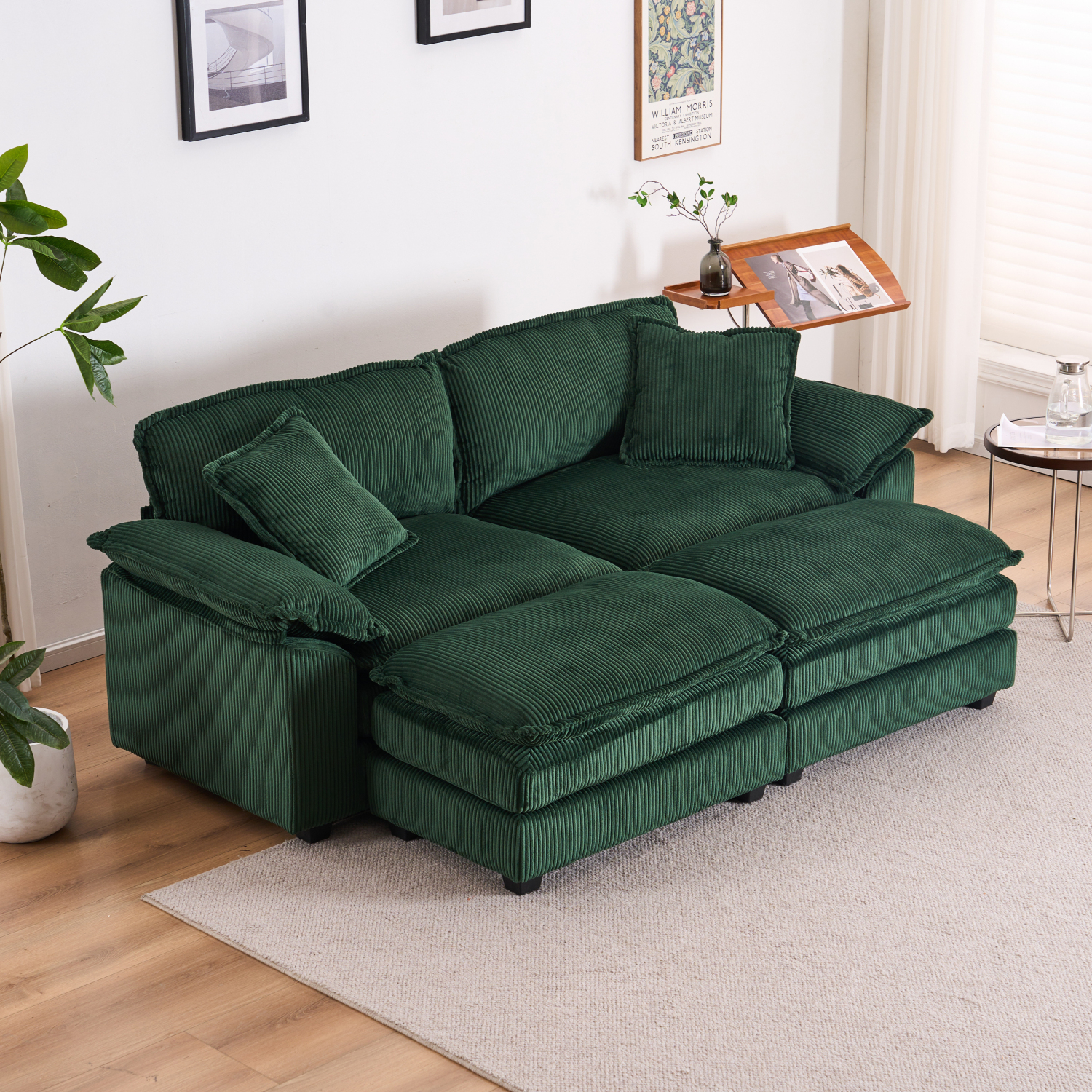 Miekor Furniture Corduroy 2-seats sofa With 2 back pillows,2 toss ...