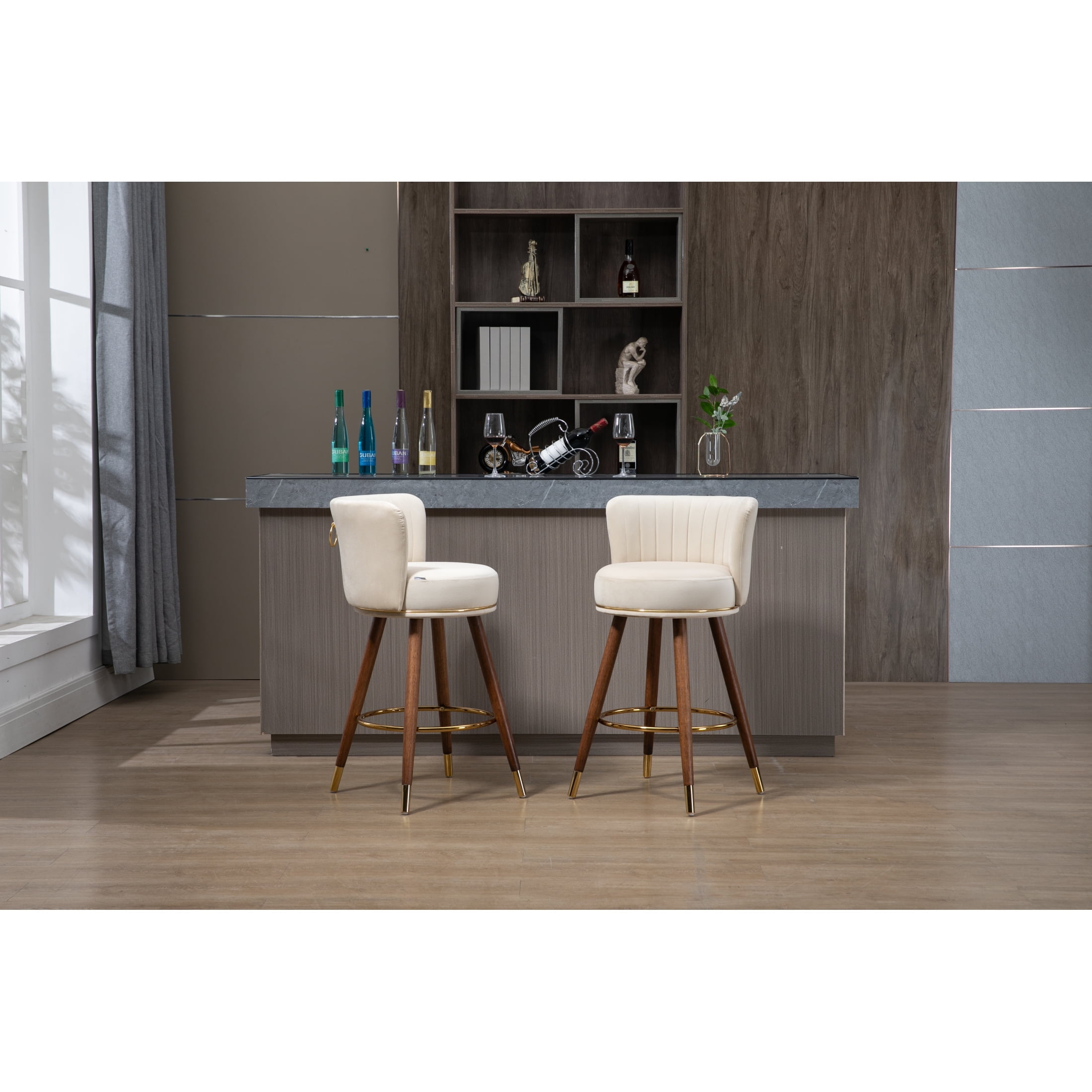 Miekor Furniture Counter Height Bar Stools Set of 2 for Kitchen Counter ...