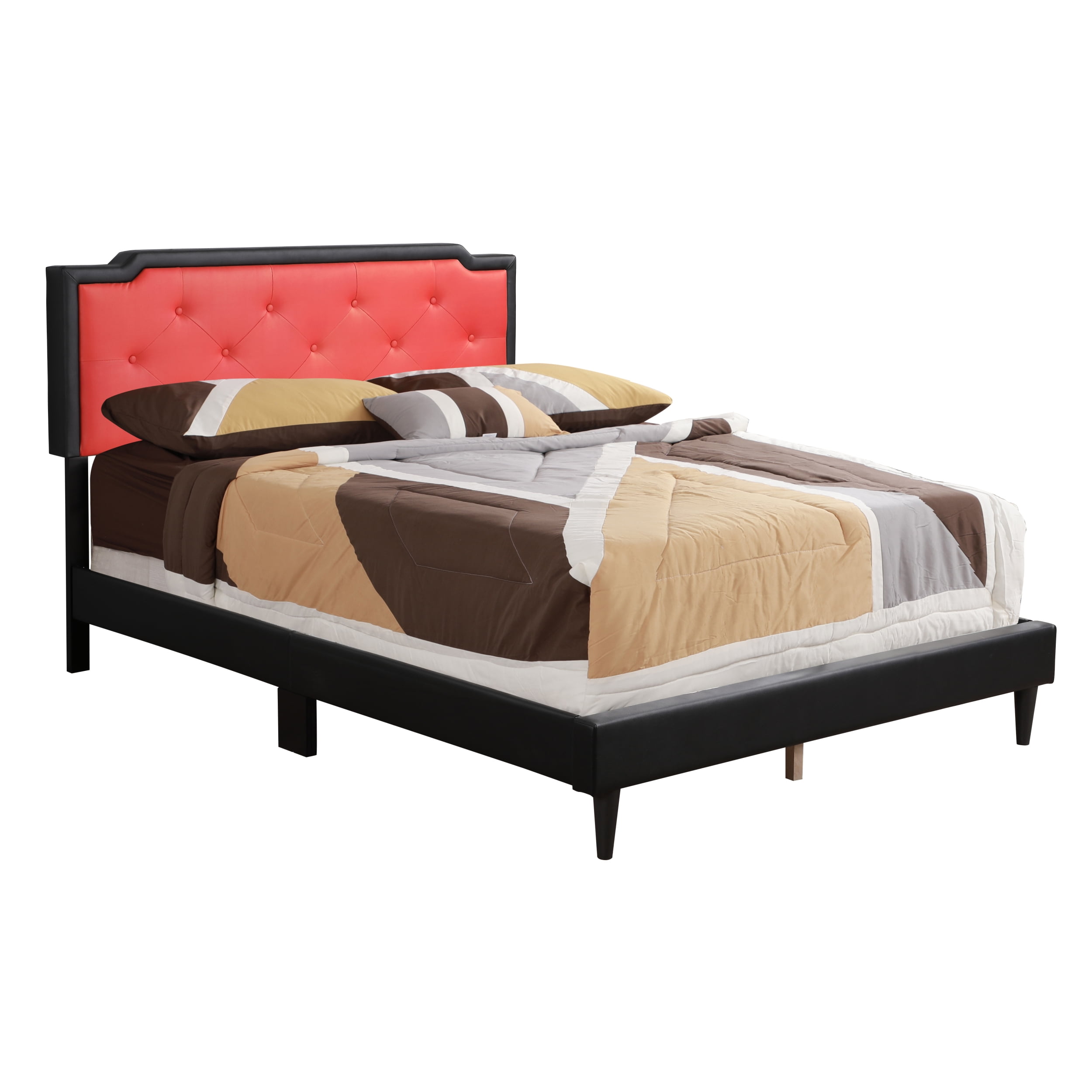 Miekor Furniture Deb G1120-QB-UP Queen Bed - All In One Box, BLACK WQ ...