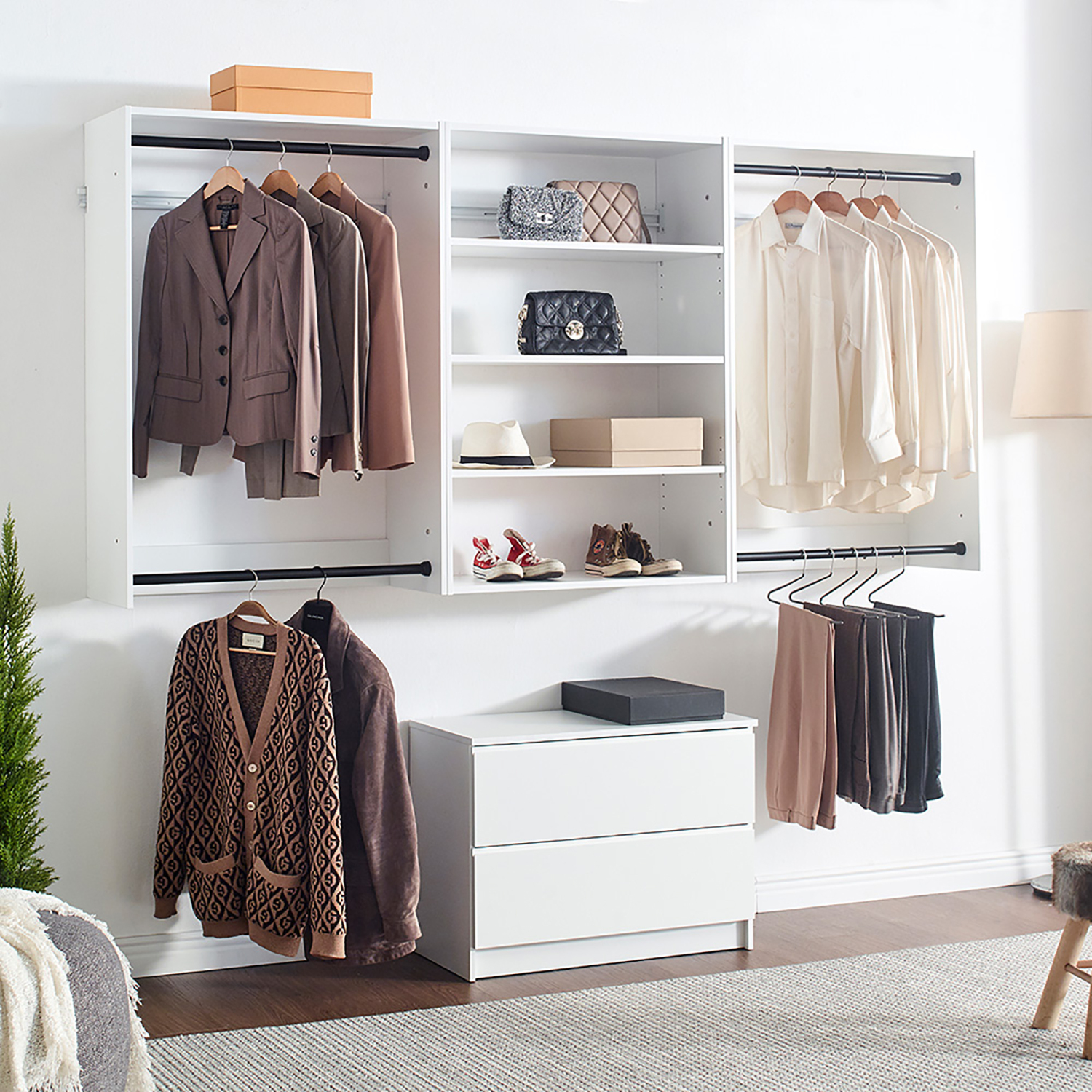 Miekor Furniture Devi White Wall Mounted Wood Closet System MK0666 ...