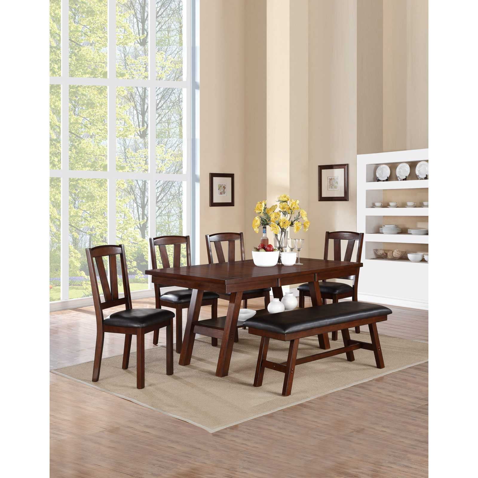Miekor Furniture Dining Table 4x Side Chairs 1x Bench 6pcs Dining Set ...
