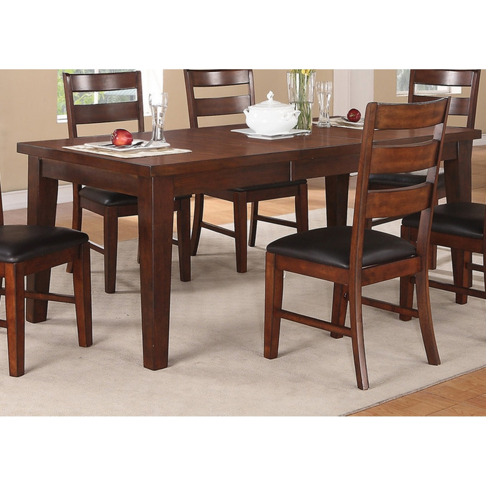 Miekor Furniture Dining Table Rectangle Dining Table w Leaf 1pc Table Only Rubber wood Antique ...