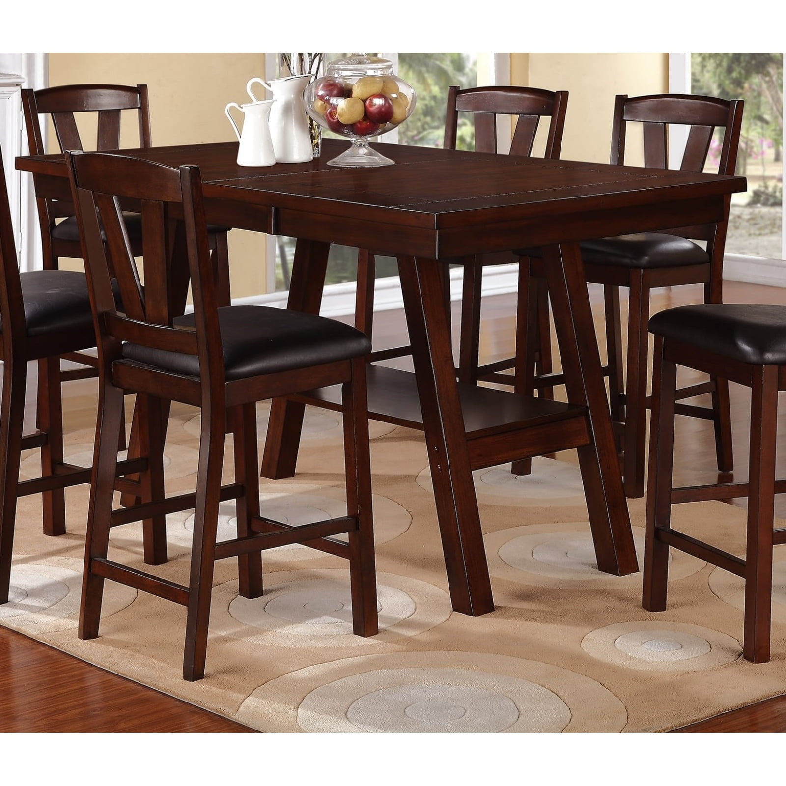 Miekor Furniture Dining Table Rectangle Dining Table w Shelve 1pc ...