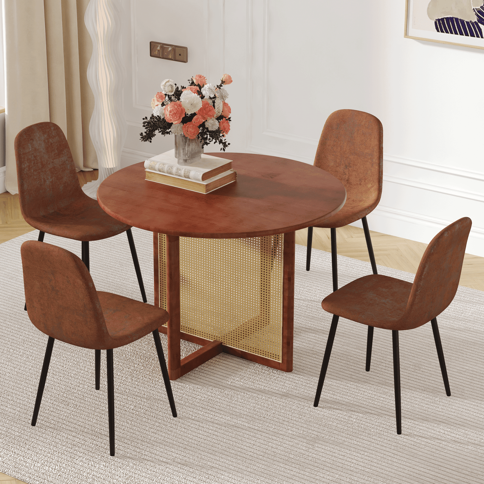 Miekor Furniture Dining Table and chairs set. A 42 inch diameter Walnut ...