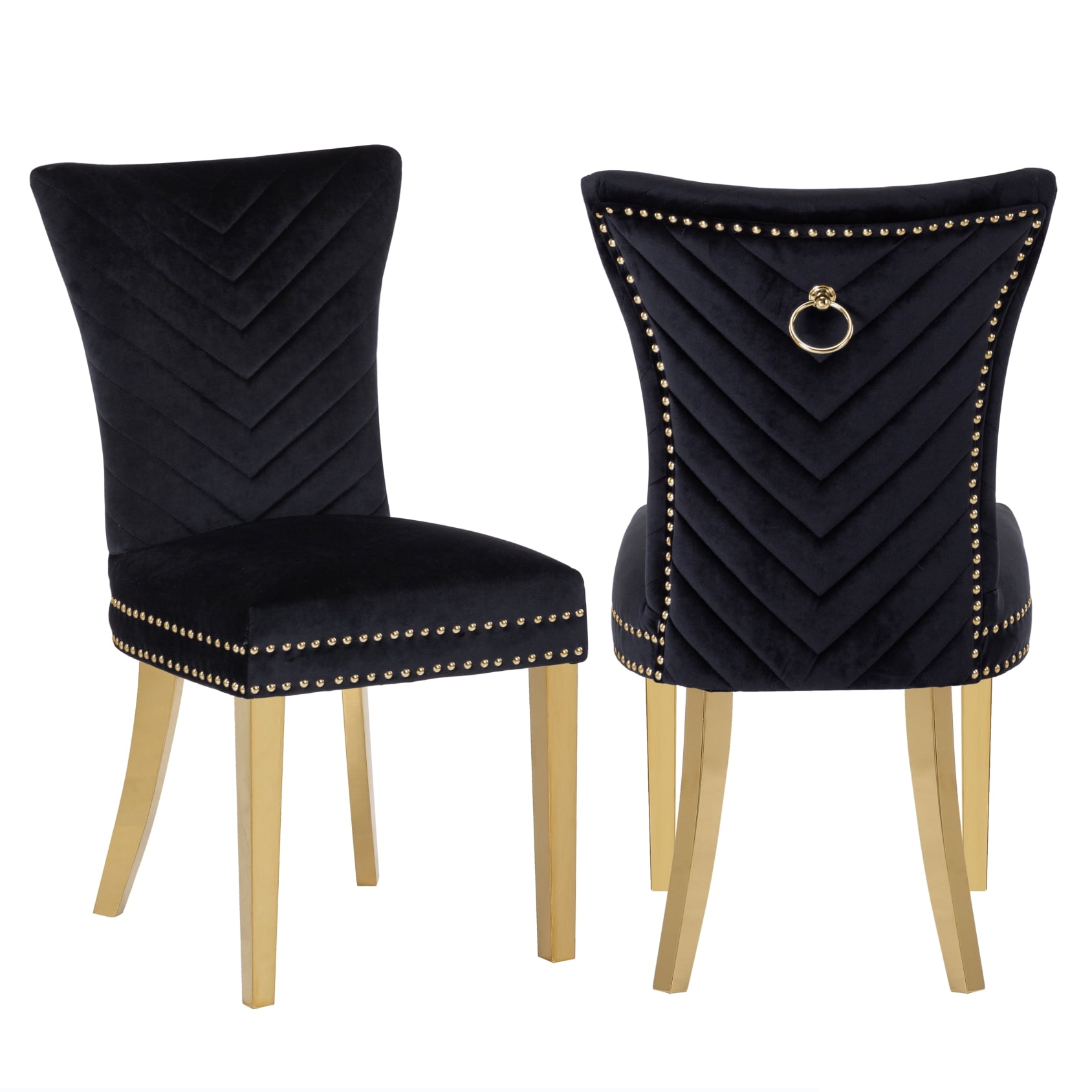 Miekor Furniture Eva 2 Piece Gold Legs Dining Chairs Finished with ...