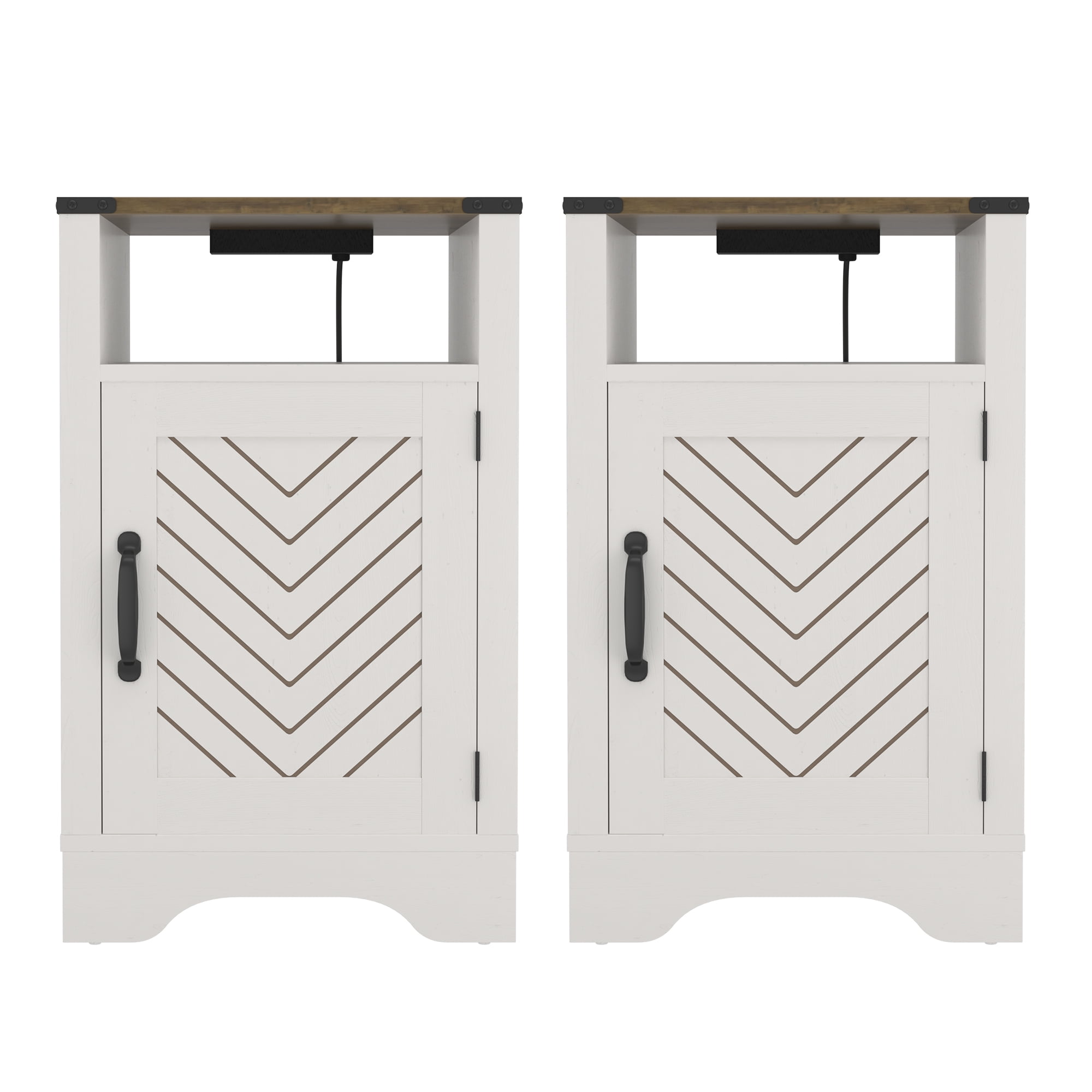 Miekor Furniture Farmhouse Nightstand Side Table, Wooden Rustic End ...