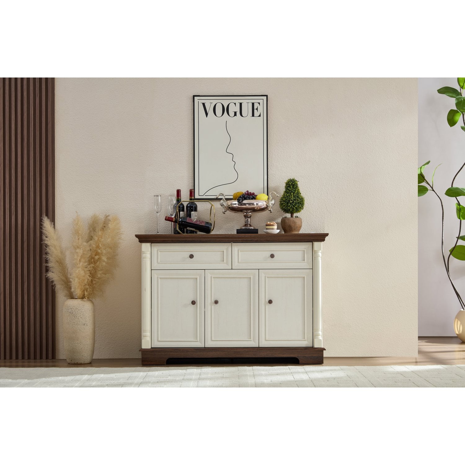 Miekor Furniture Farmhouse Style Kitchen Storage Cabinet, Large Wall ...